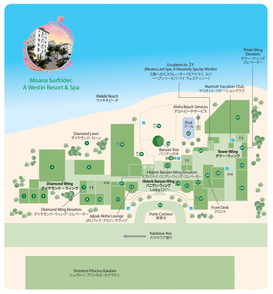 Moana Surfrider Map | Collections of Waikīkī